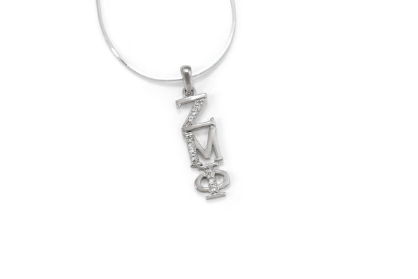 Zeta Mu Phi sterling silver lavaliere with CZs - The Collegiate Standard