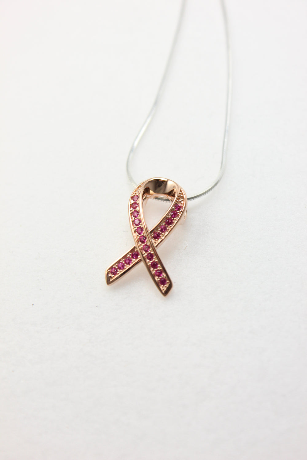 14K Gold Breast Cancer Awareness Ribbon Pendant - The Collegiate Standard