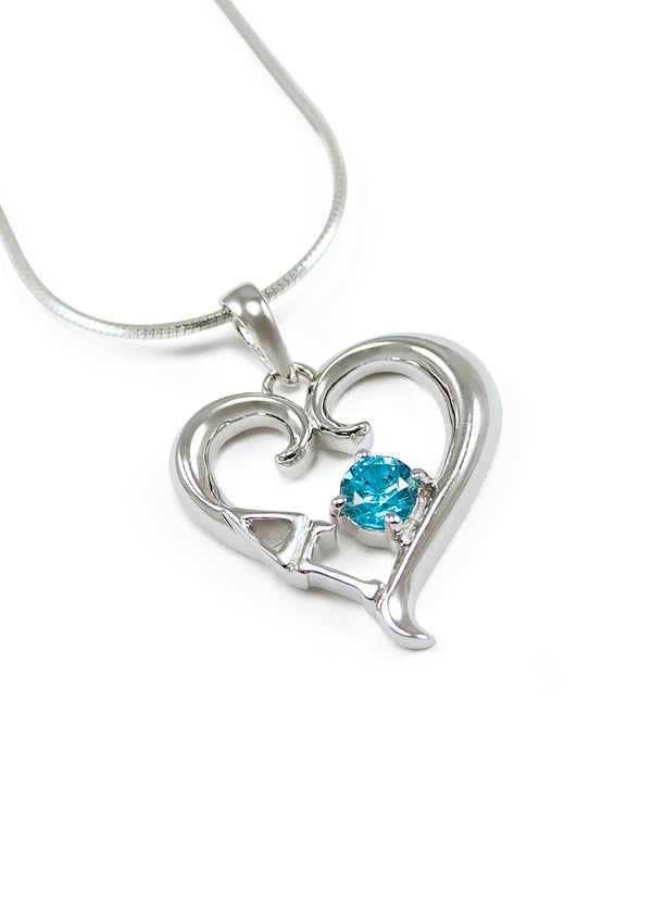 Delta Gamma Sterling Silver Heart Pendant with Blue Crystal - The ...