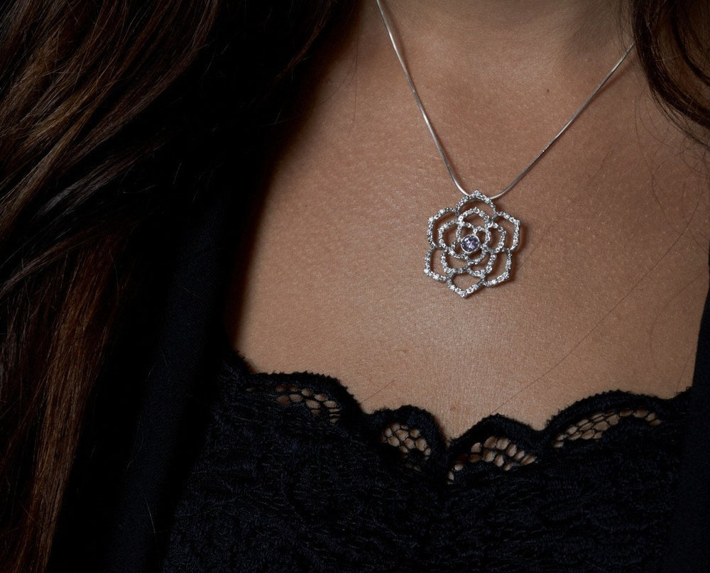 Rose of Delta Sigma Pi Pendant | Silver Delta Sigma Pi Necklace - The ...