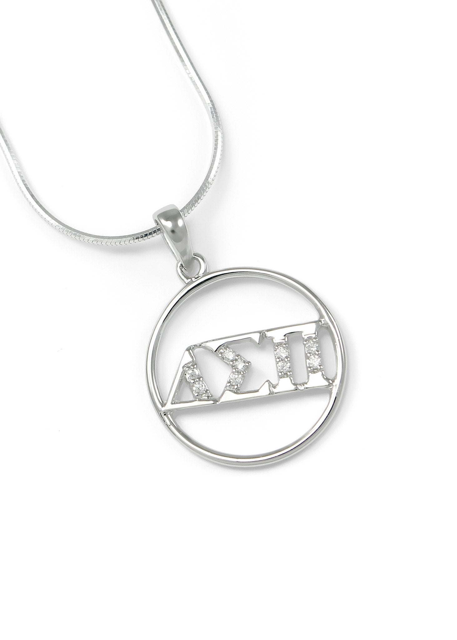 Round Delta Sigma Pi Pendant | Delta Sigma Pi Letters Jewelry - The ...