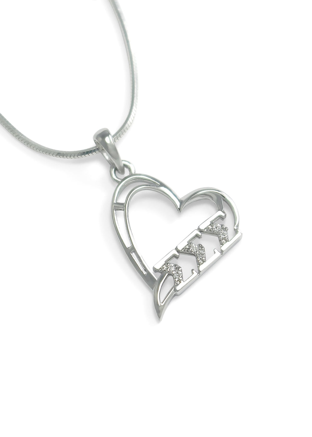 Sigma Sigma Sigma Heart pendant with simulated diamonds - The ...