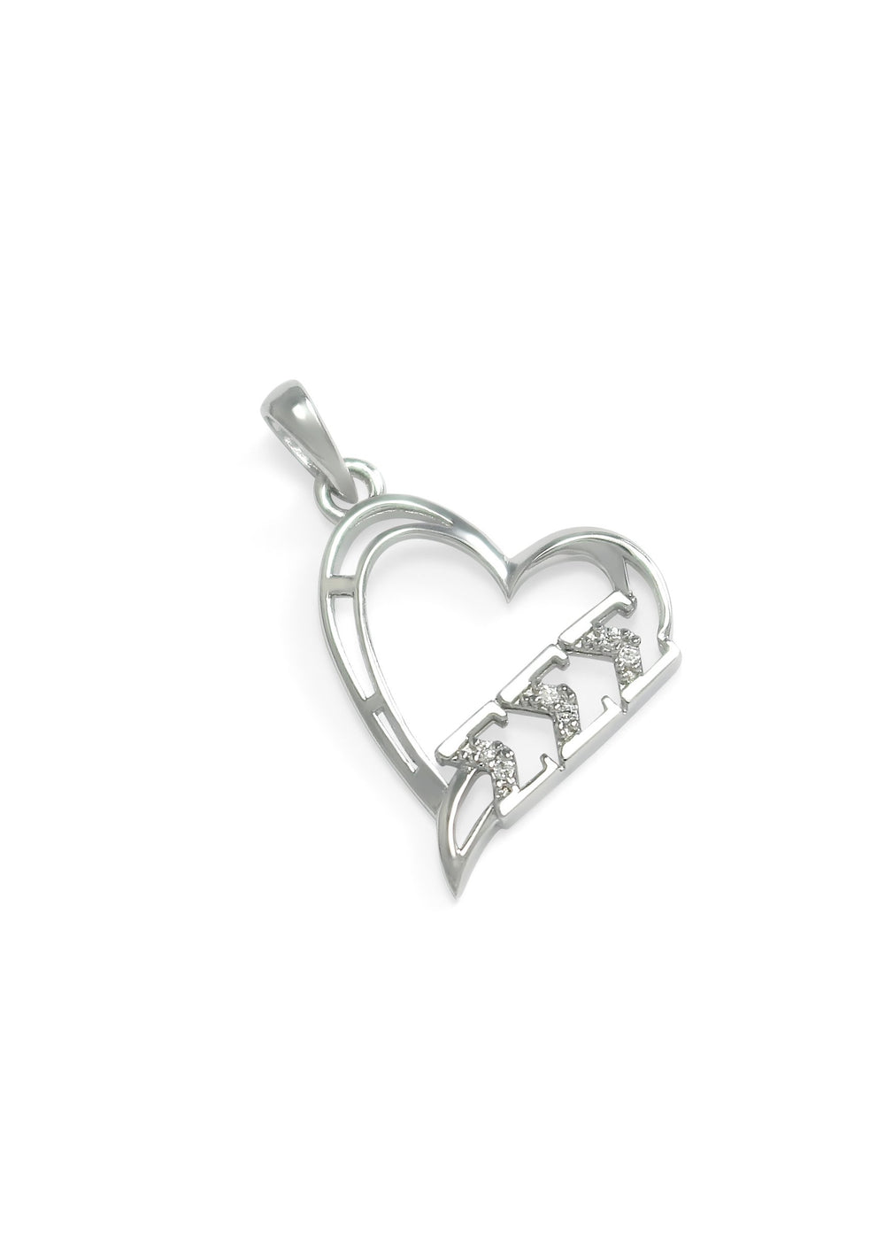 Sigma Sigma Sigma Heart pendant with simulated diamonds - The ...