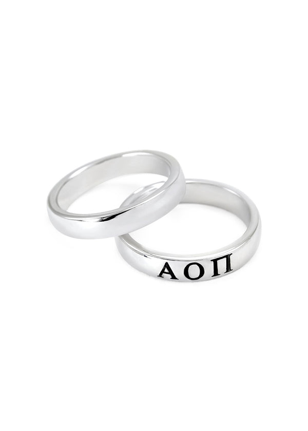 Alpha Omicron Pi Sterling Silver Skinny Band Ring - The Collegiate Standard