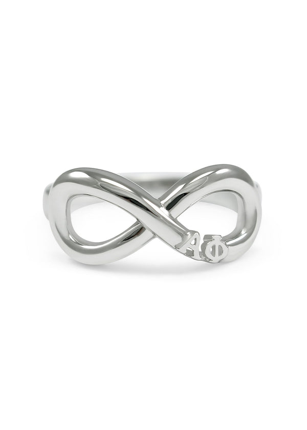 Alpha Phi Custom Engraved Infinity Ring for Sale - The Collegiate Standard
