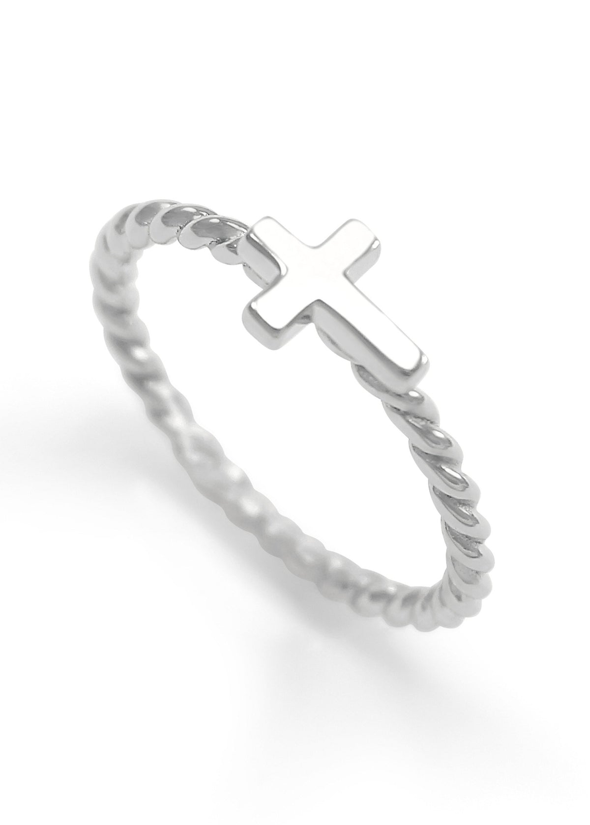 Silver Sideways Cross Ring | Dainty Cross Ring - The Collegiate Standard
