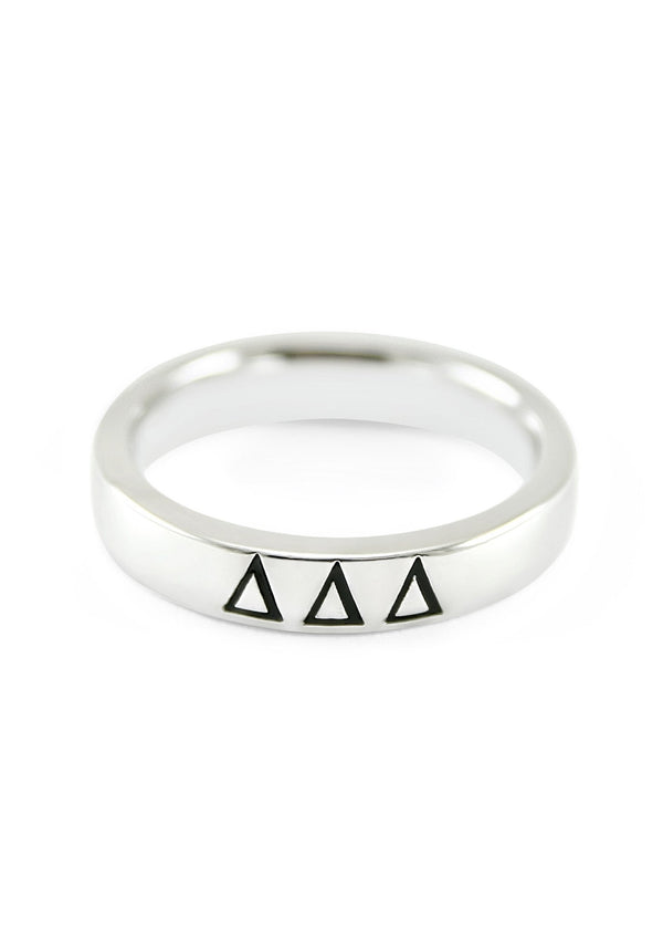 Delta Delta Delta Silver Skinny Ring with Black Enamel - The Collegiate ...