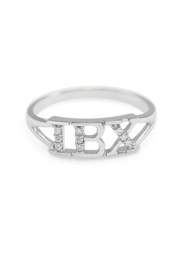 Iota Beta Chi Sterling Silver Letter Ring | Greek Rings Jewelry - The ...