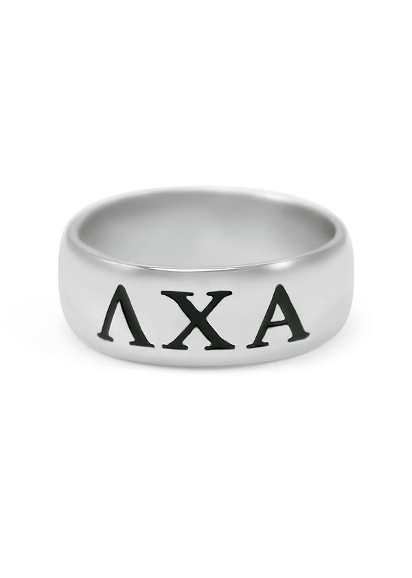 Lambda Chi Alpha Sterling Silver Wide Band Ring - The Collegiate Standard
