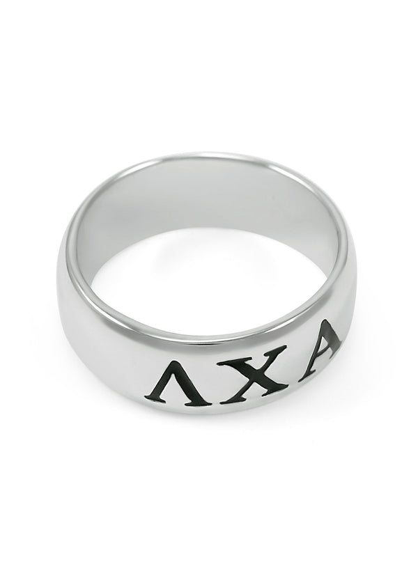 Lambda Chi Alpha Sterling Silver Wide Band Ring - The Collegiate Standard