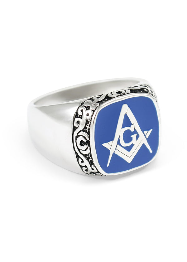 Blue Masonic Ring | Sterling Silver Masonic Ring - The Collegiate Standard
