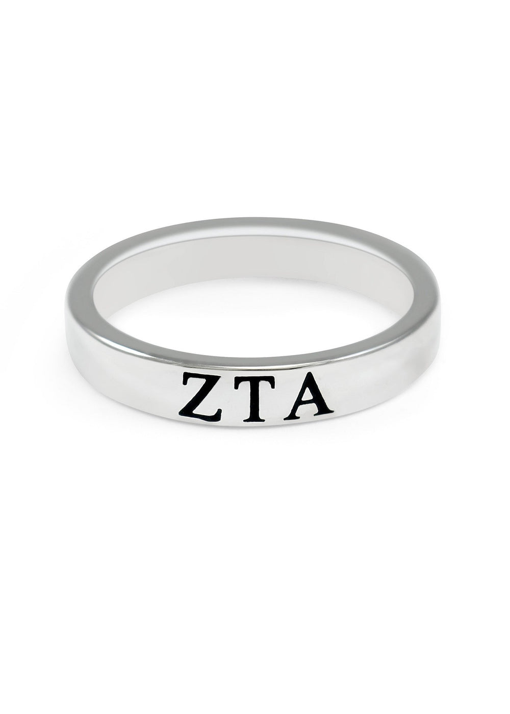Zeta Tau Alpha Sterling Silver Skinny Band Ring - The Collegiate Standard